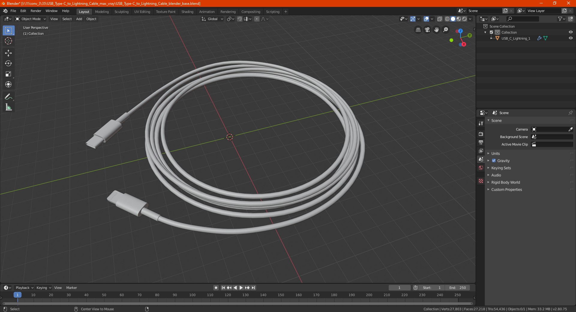 Usb type-c lightning cable 3D - TurboSquid 1596474