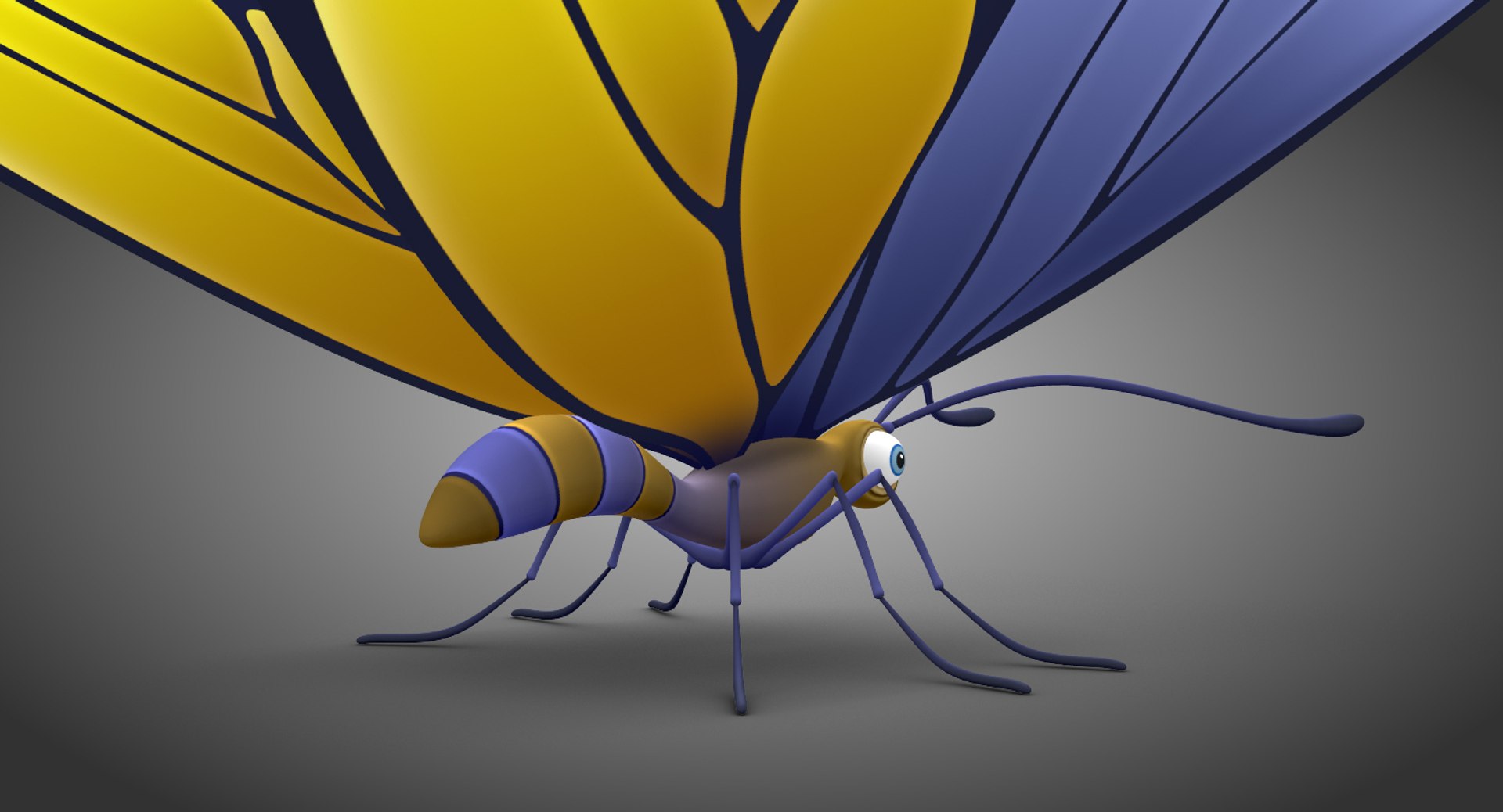 3d Model Of Beautiful Butterfly Cartoon Customizable