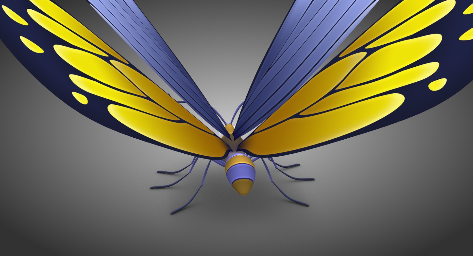 3d Model Of Beautiful Butterfly Cartoon Customizable