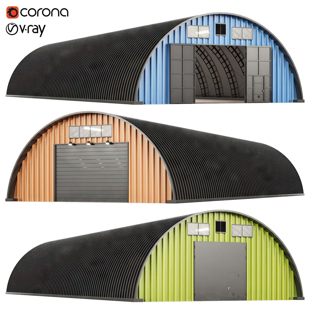 Warehouse Hangar Arched 3D - TurboSquid 2306999