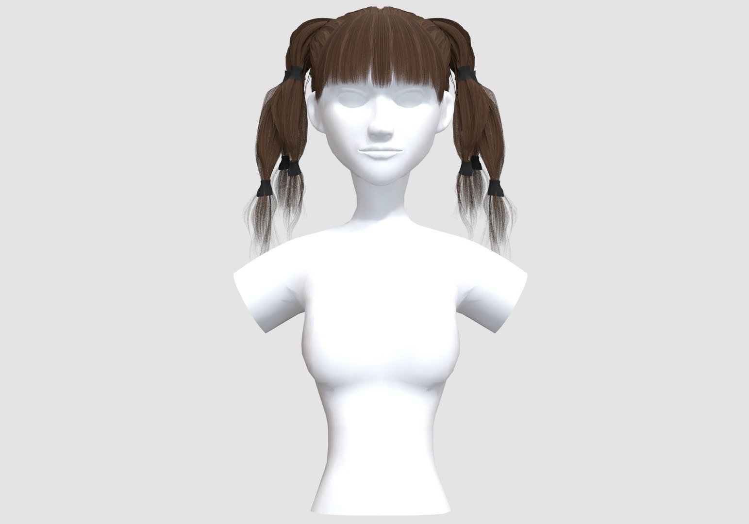 3D Basic Pigtails Hairstyle Model - TurboSquid 1940084