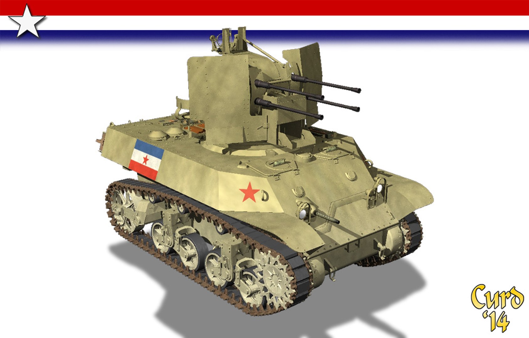3d model wwii m3a3 tanks flakvierling