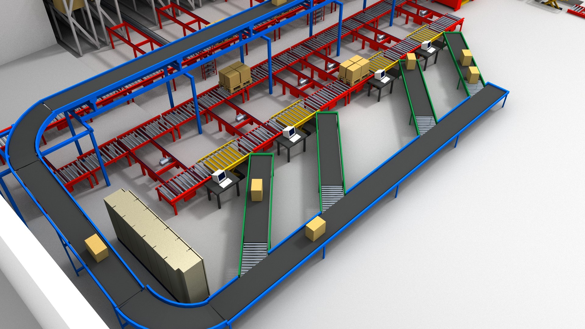 3D Model Warehouse Conveyors Cranes - TurboSquid 1474083