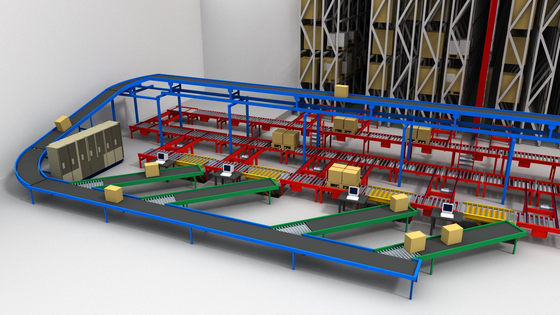 3D Model Warehouse Conveyors Cranes - TurboSquid 1474083