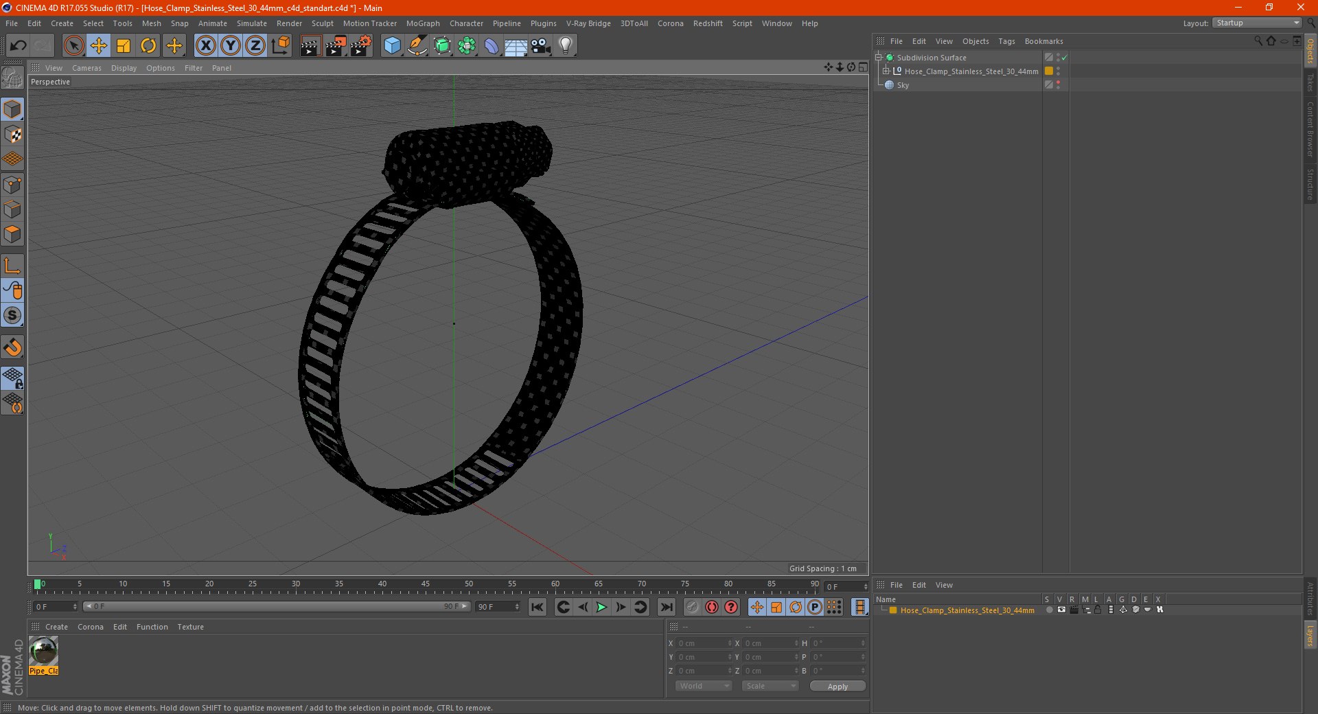 3D Hose Clamp Stainless Steel 30 44mm model - TurboSquid 1810254