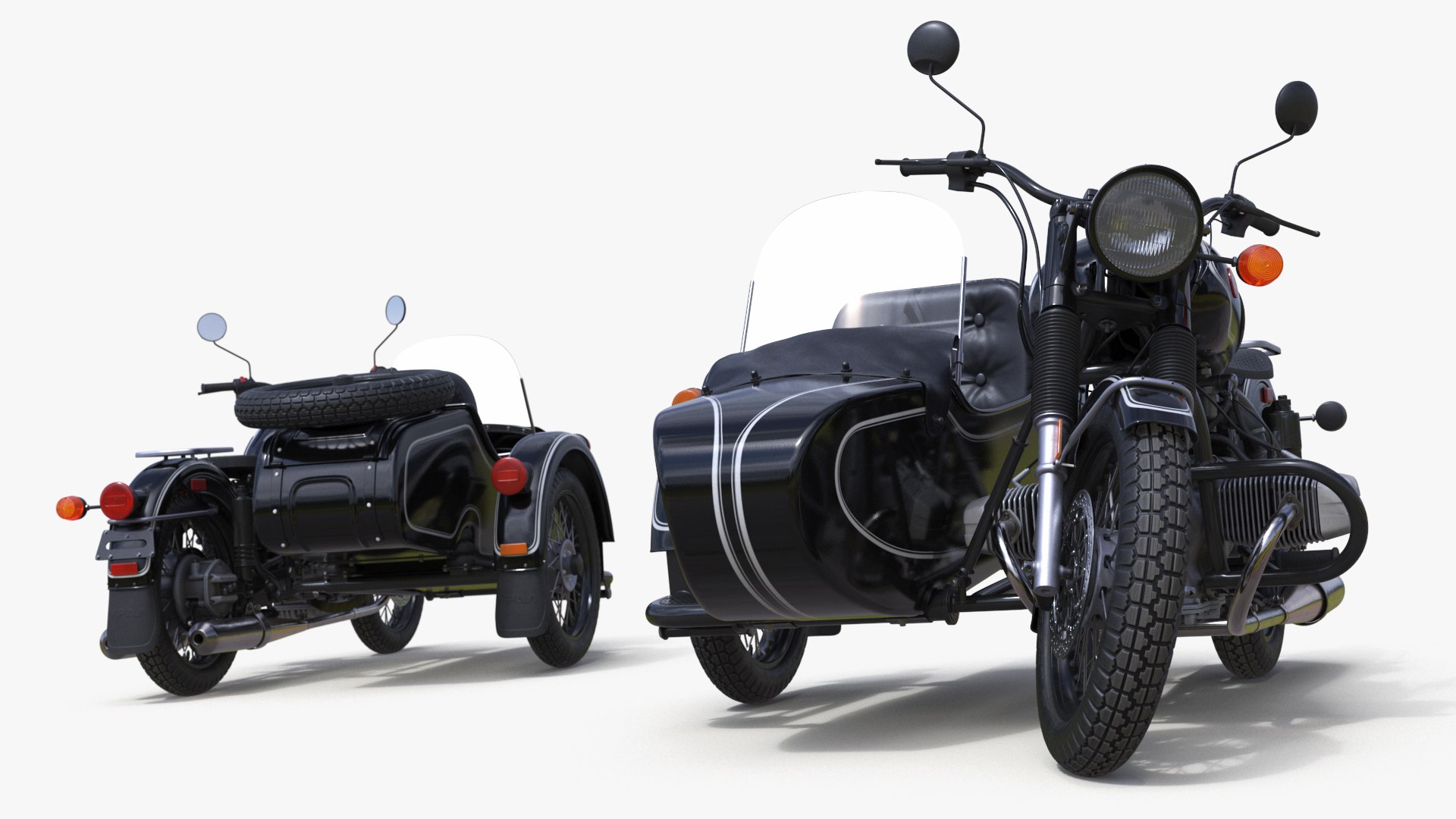Ural M70 Motorcycle With Cradle Black Rigged Model - TurboSquid 2391903