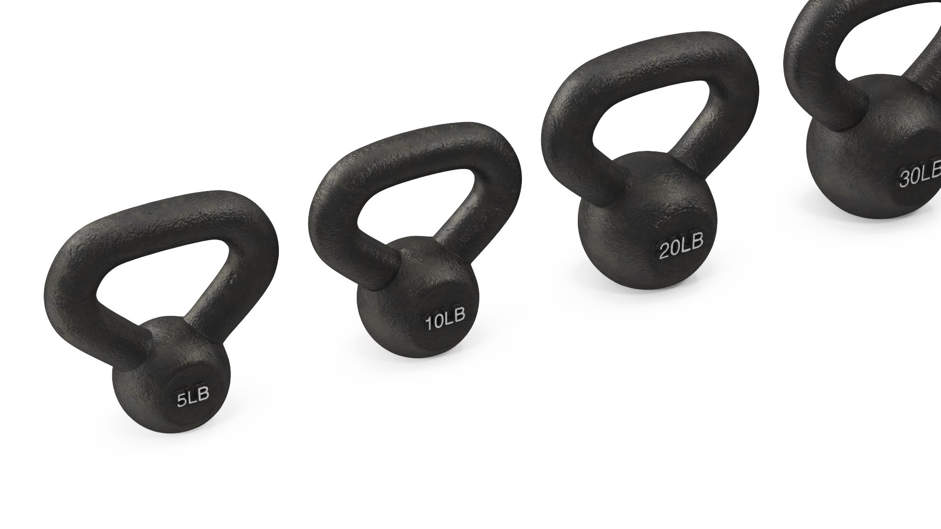 Solid Cast Iron Kettlebell Weights Set 5-50lbs 3D Model - TurboSquid ...