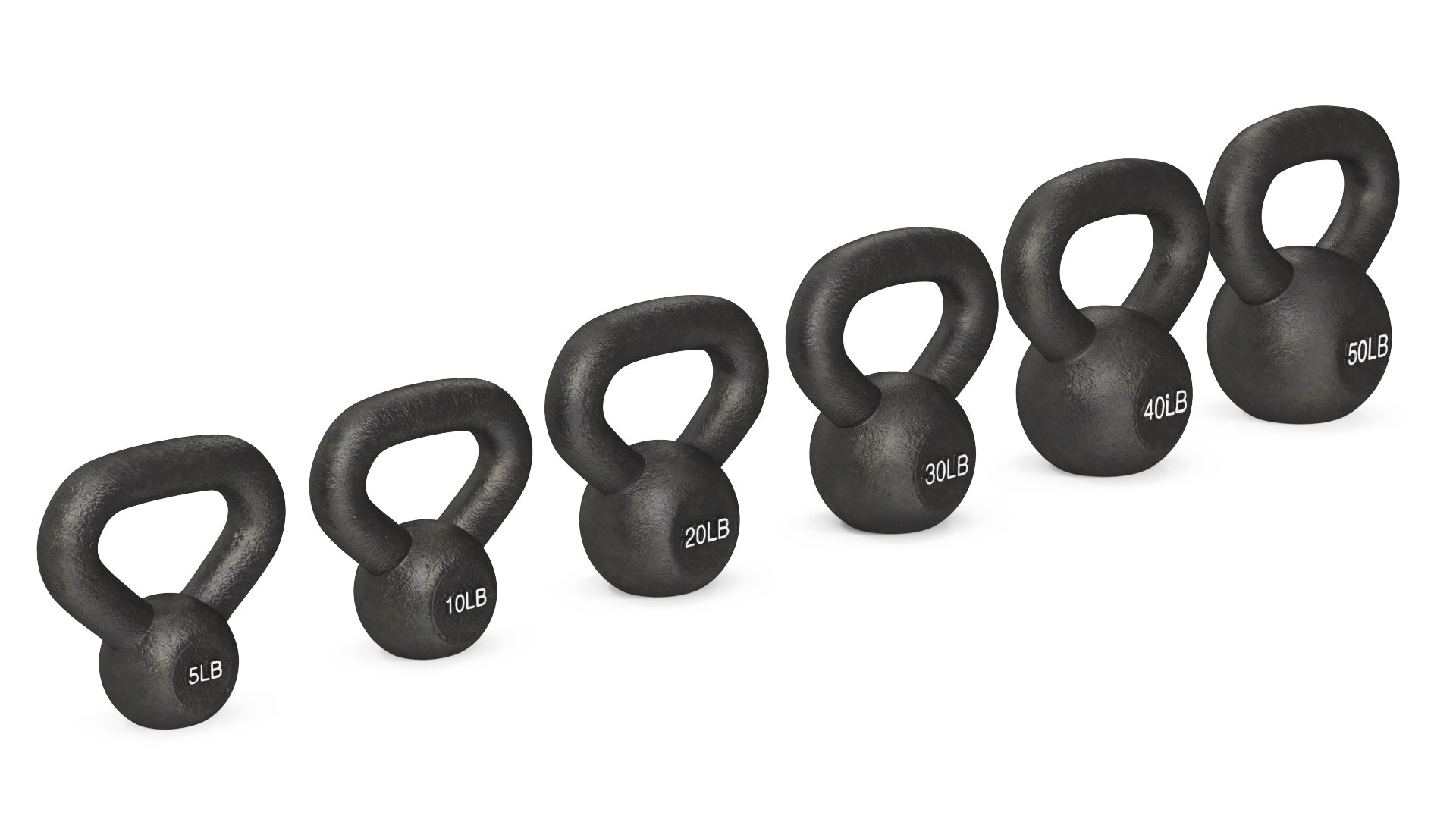 Solid Cast Iron Kettlebell Weights Set 5-50lbs 3D Model - TurboSquid ...