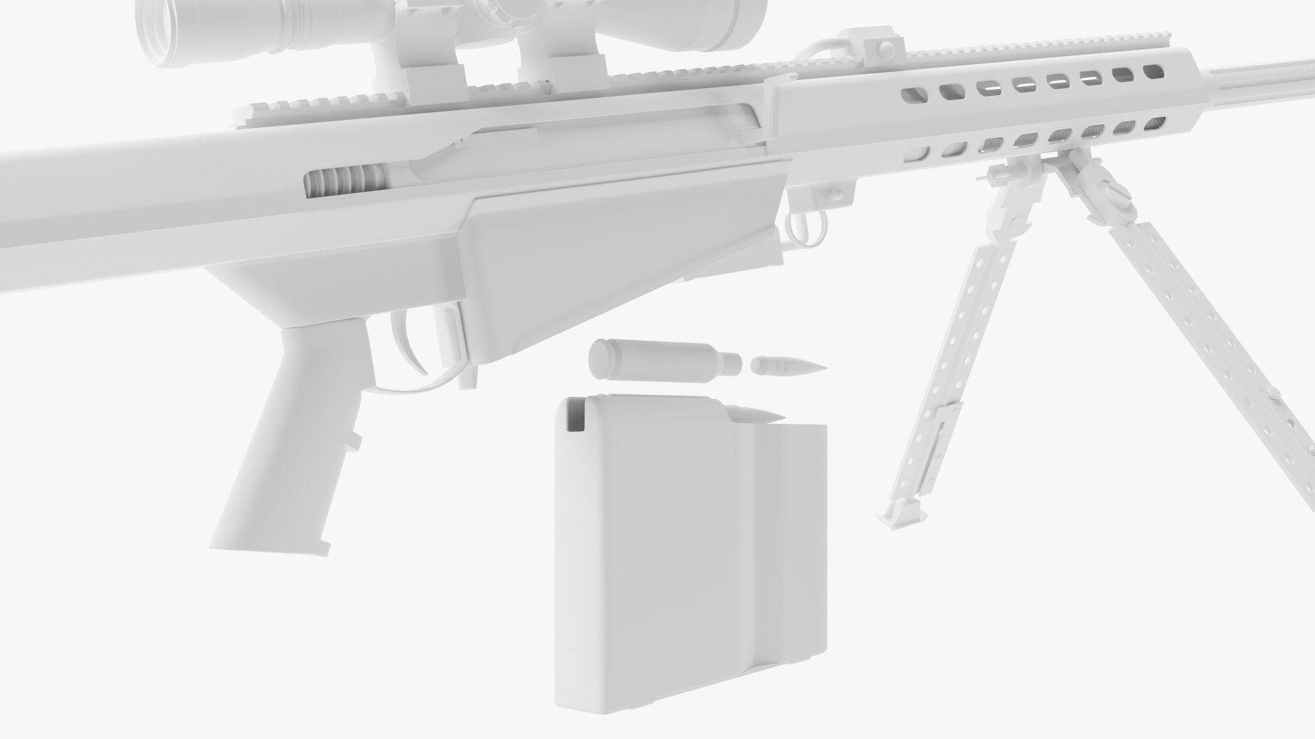 Barrett M82 With Stand Sniper Rifle 3D model - TurboSquid 1920203
