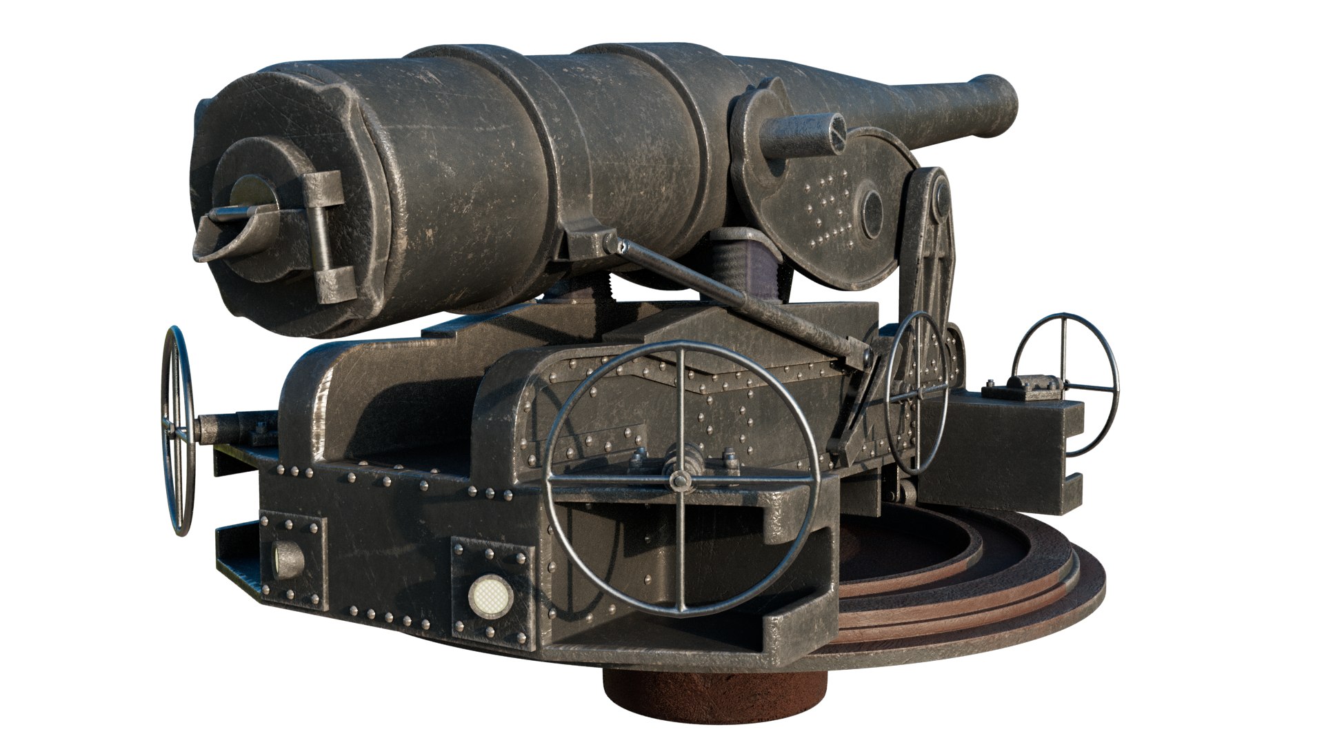 3D Model Thirteen And A Half Inch Moncrief Cannon - TurboSquid 2031573