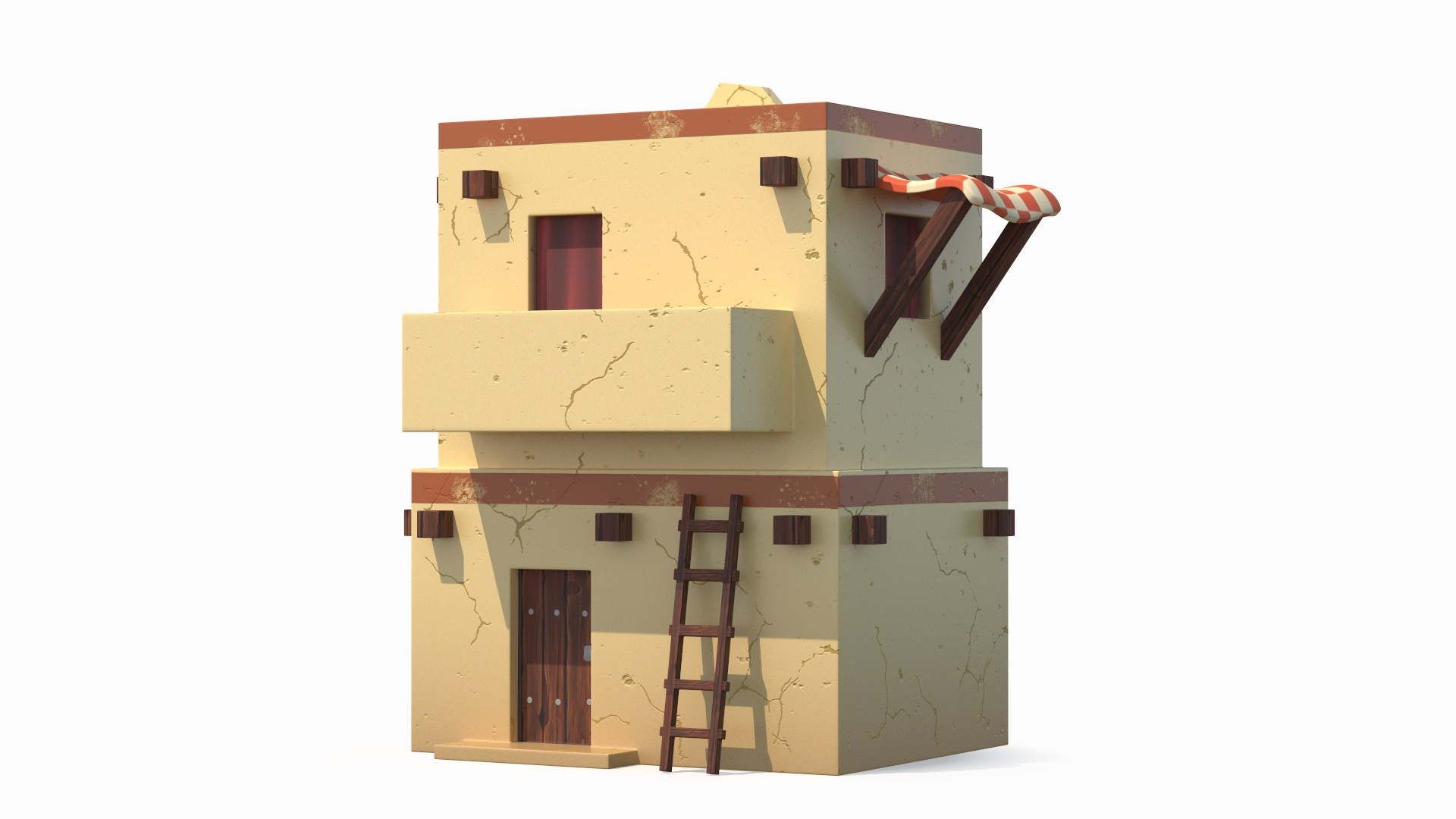 Stylized Arabian House With Awning And Ladder 3D Model - TurboSquid 2203523