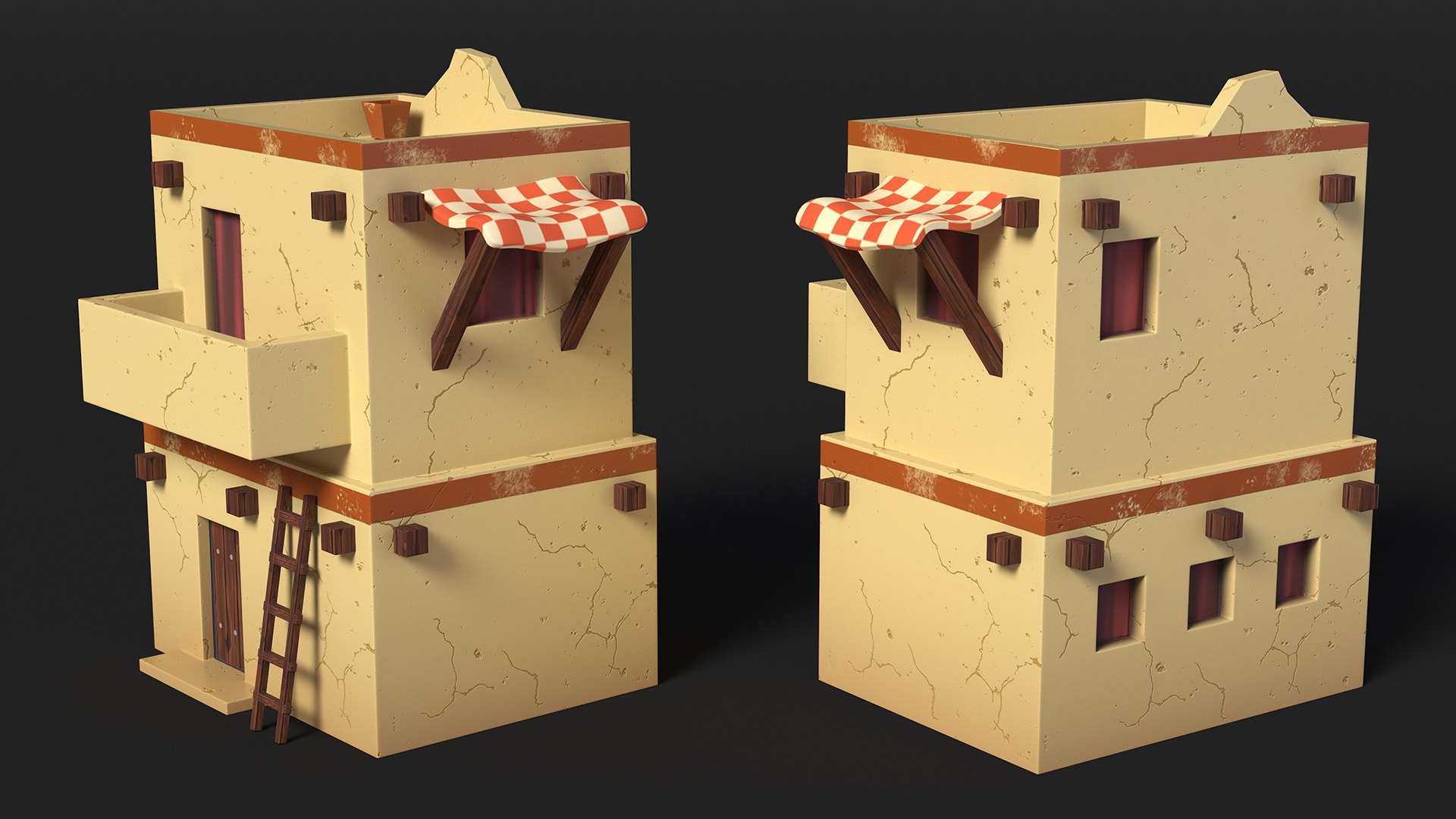 Stylized Arabian House With Awning And Ladder 3D Model - TurboSquid 2203523