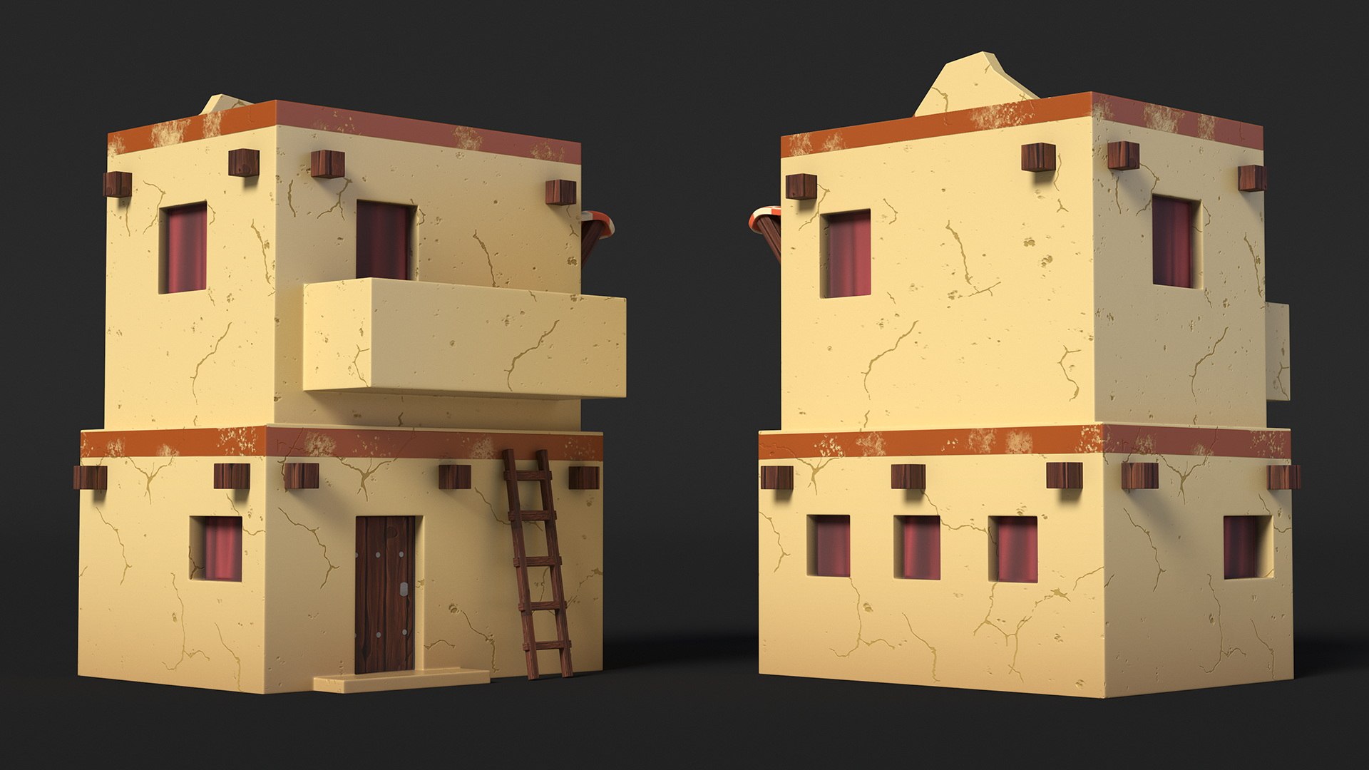 Stylized Arabian House With Awning And Ladder 3D Model - TurboSquid 2203523