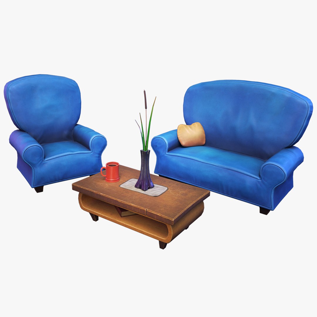 Stylized Sofa with Coffee Table 3D model - TurboSquid 2027565