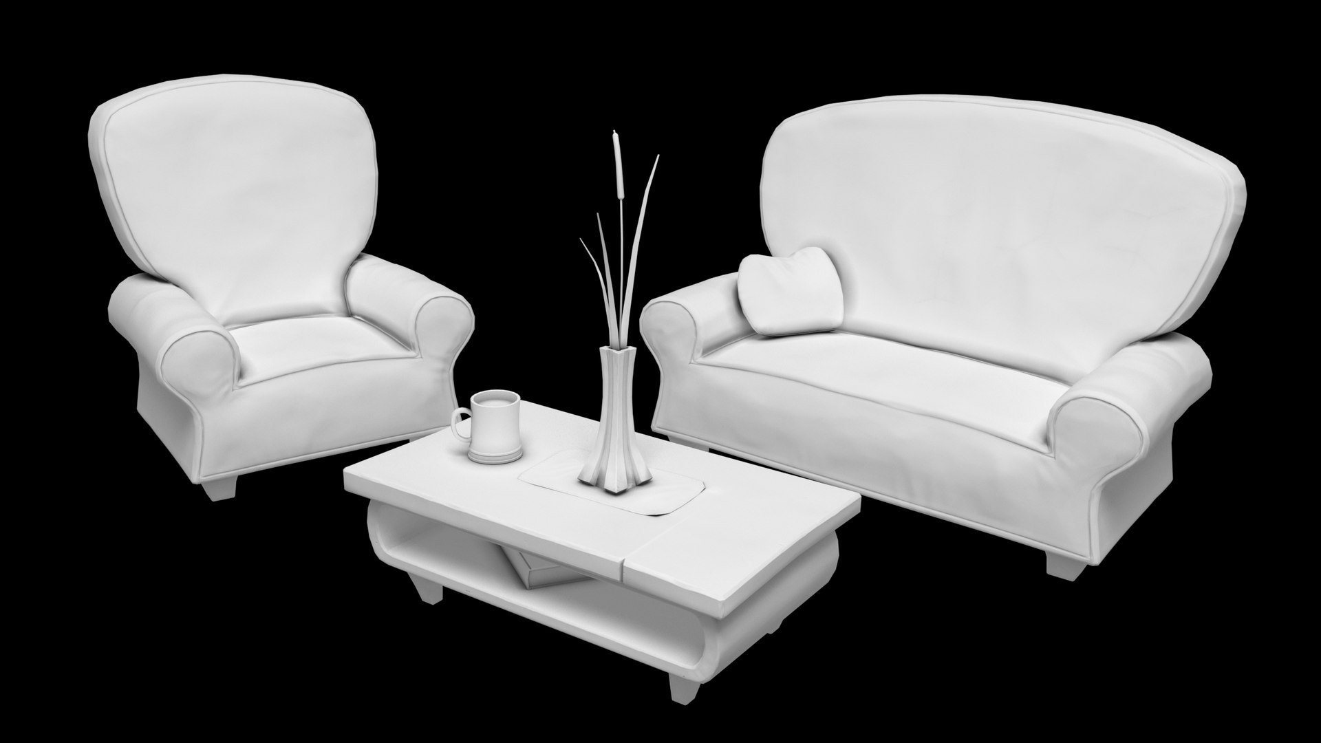Stylized Sofa with Coffee Table 3D model - TurboSquid 2027565