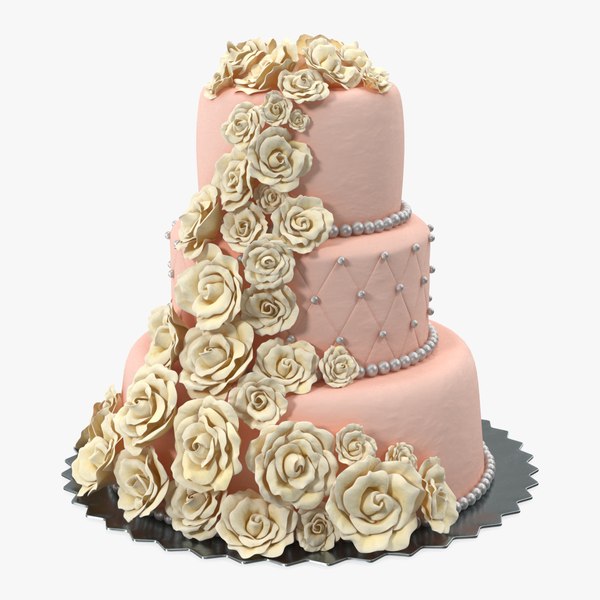 Multilevel Wedding Cake with Sugar Flowers 3D model - TurboSquid 1830797