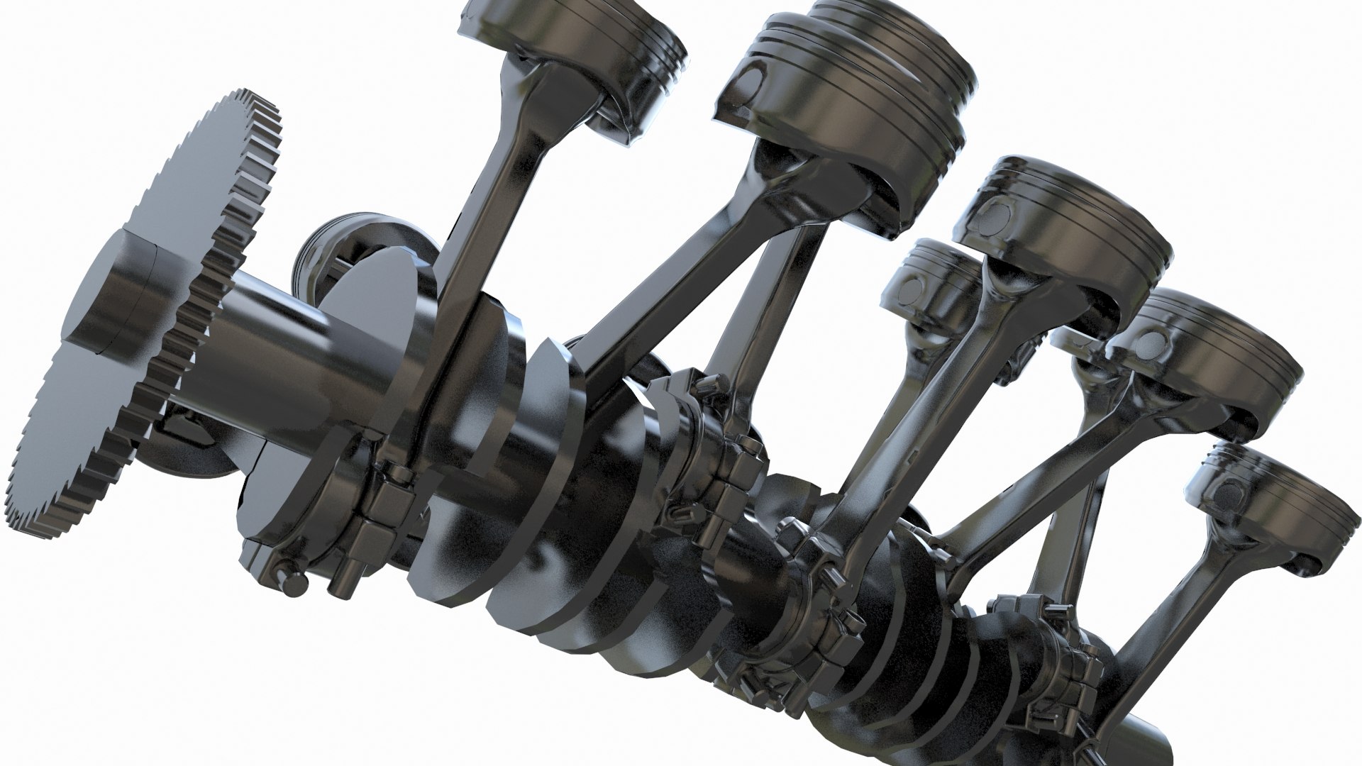3d model of a crankshaft and pistons model - TurboSquid 1808781