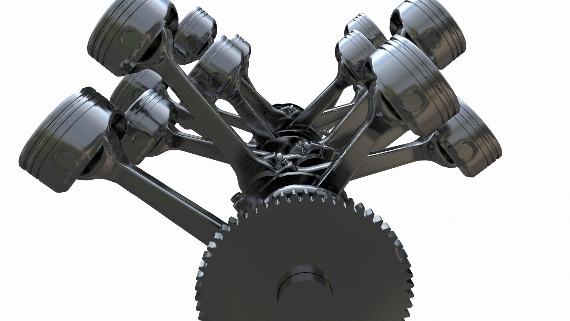 3d model of a crankshaft and pistons model - TurboSquid 1808781