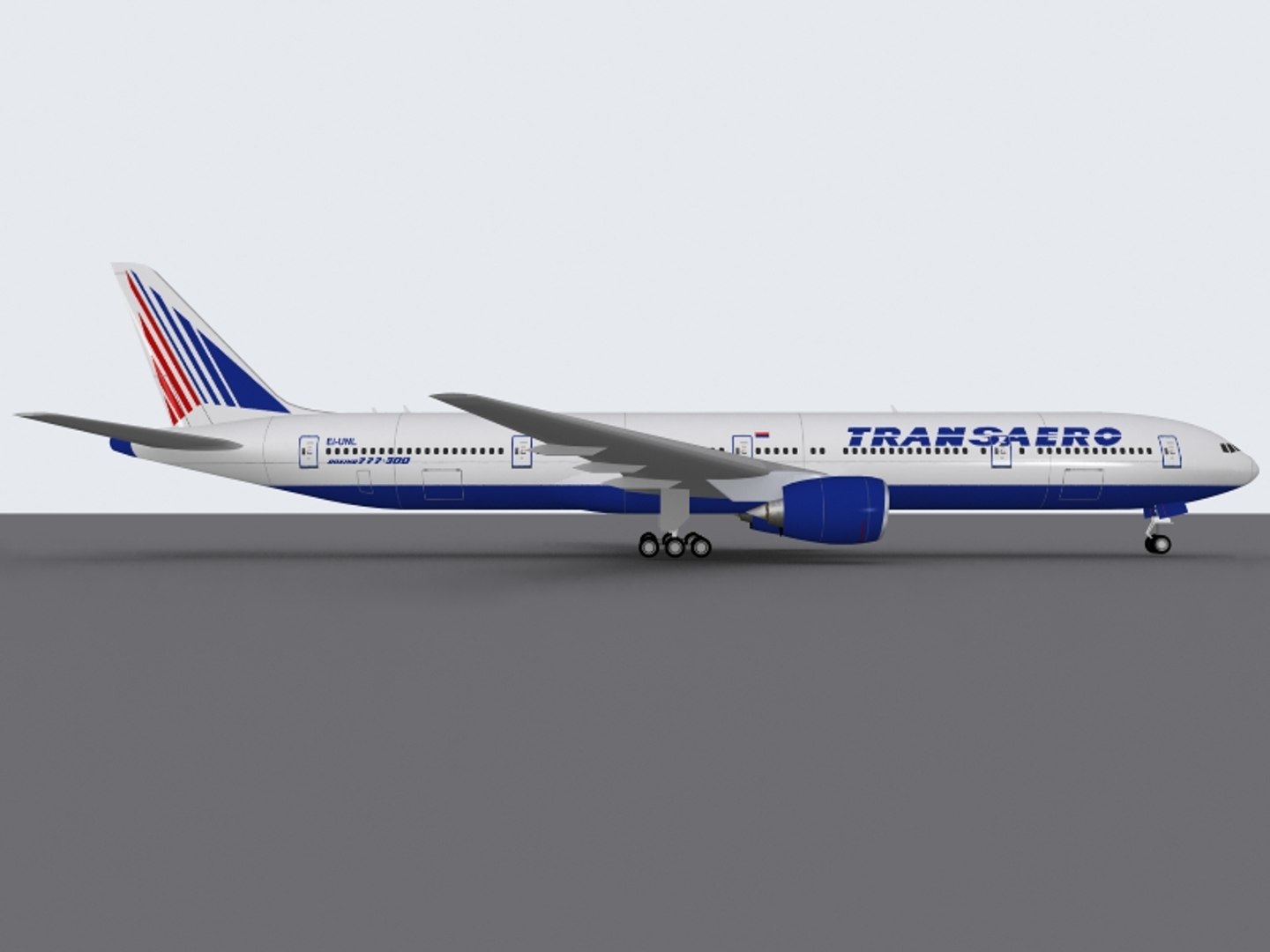 Boeing 777-300 Transaero Jet 3d Model