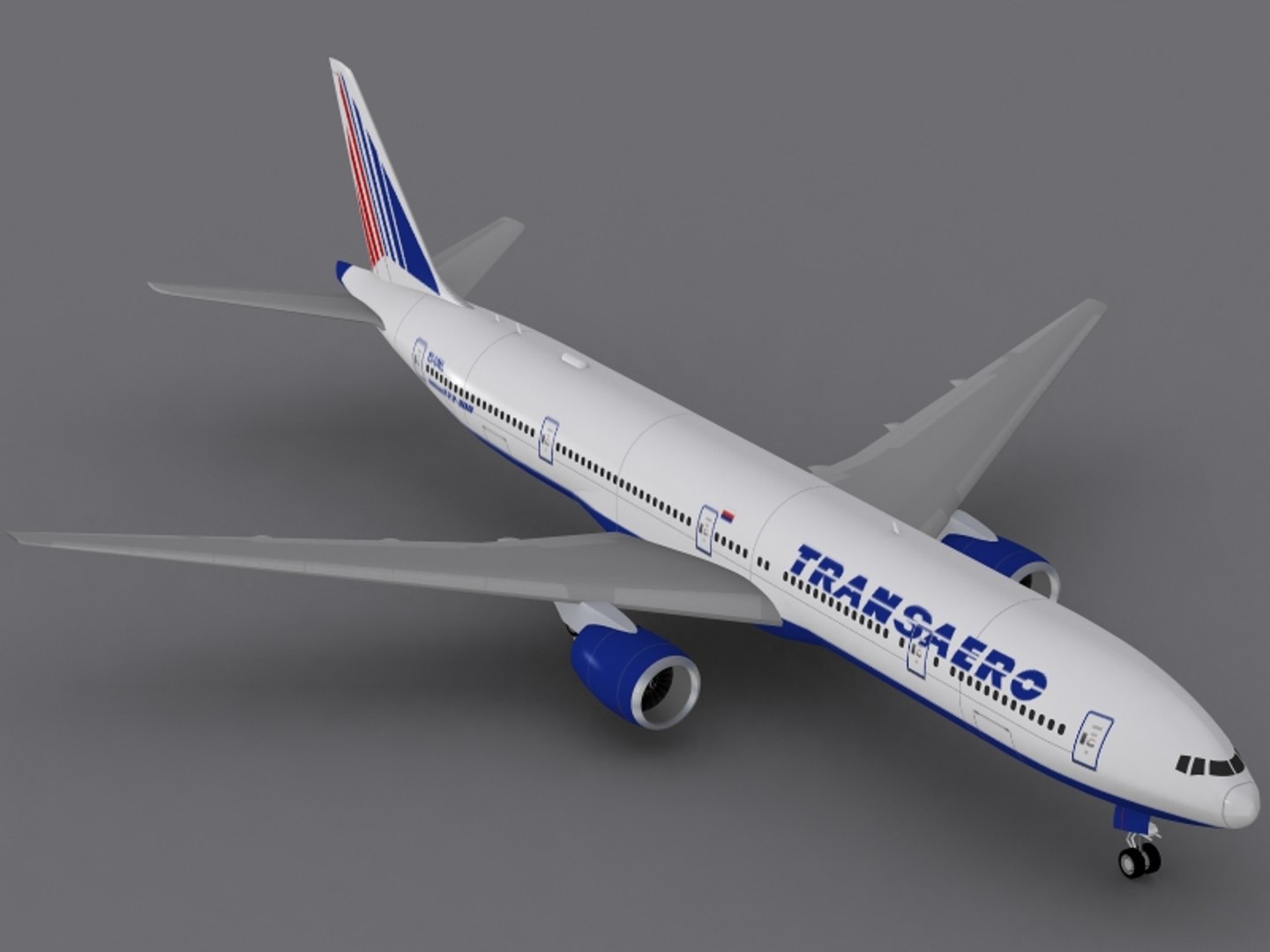 Boeing 777-300 Transaero Jet 3d Model