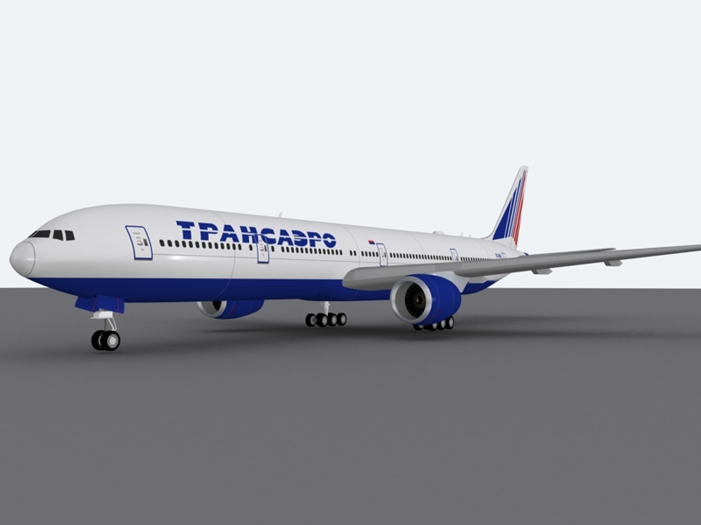 Boeing 777-300 Transaero Jet 3d Model
