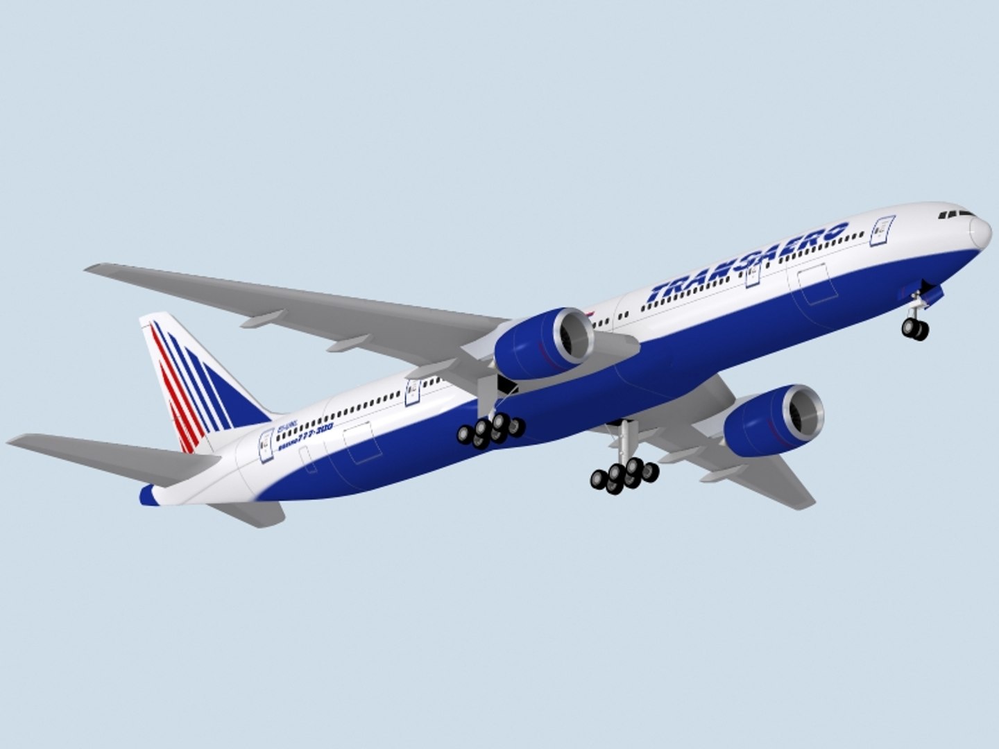 Boeing 777-300 Transaero Jet 3d Model