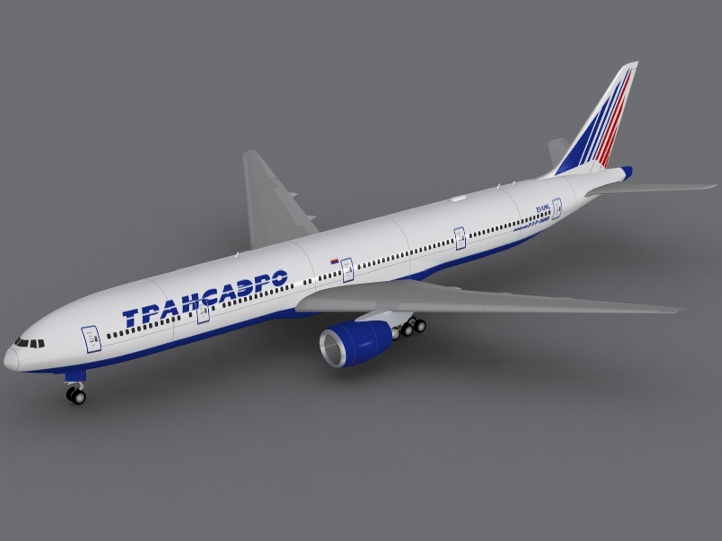 Boeing 777-300 Transaero Jet 3d Model