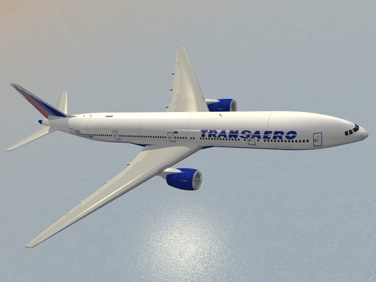 Boeing 777-300 Transaero Jet 3d Model