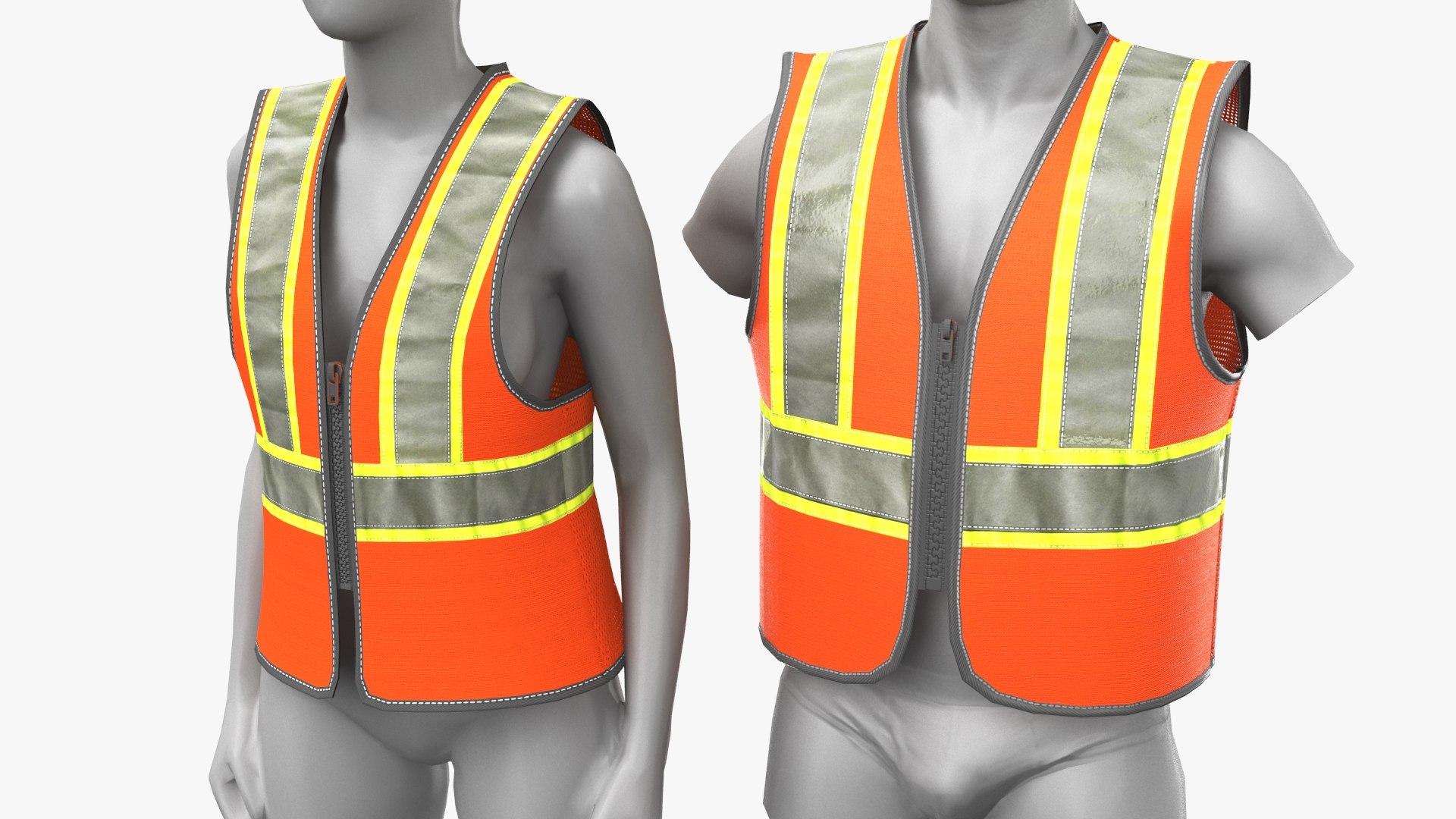 Safety Vest - Mining Cross Orange - Male And Female 3D Model ...