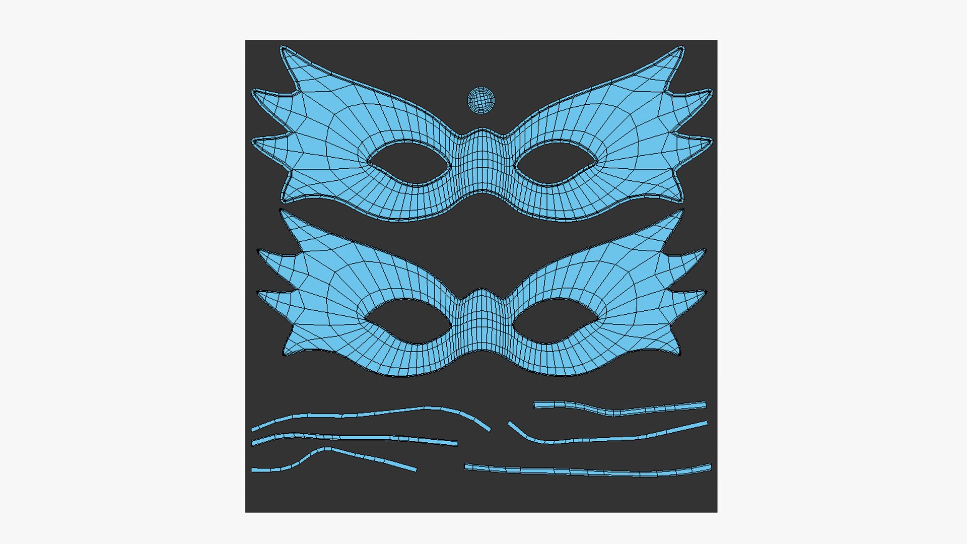 Carnival Mask B10 White Blue - Costume Character Design 3D Model ...