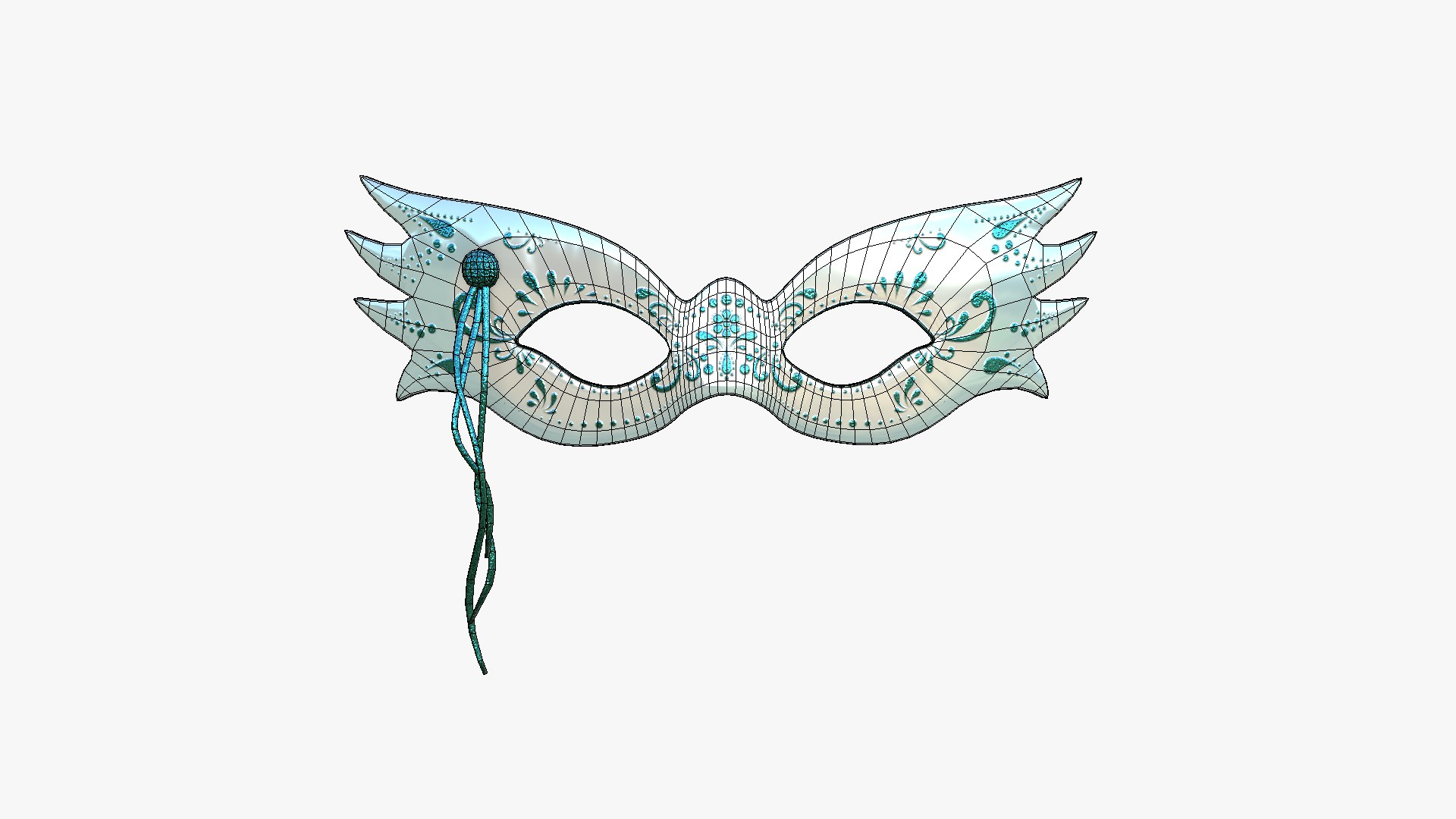 Carnival Mask B10 White Blue - Costume Character Design 3D Model ...