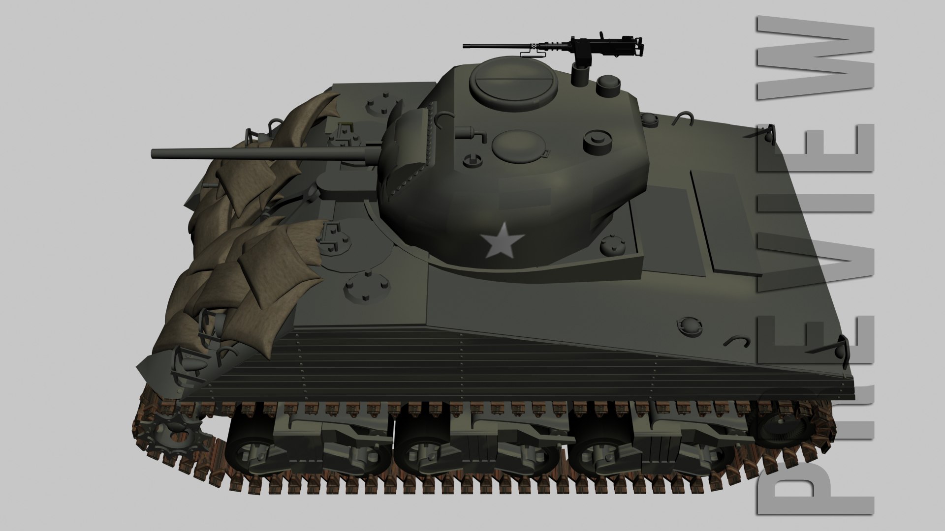 3d Sherman M4a3 Tank Model