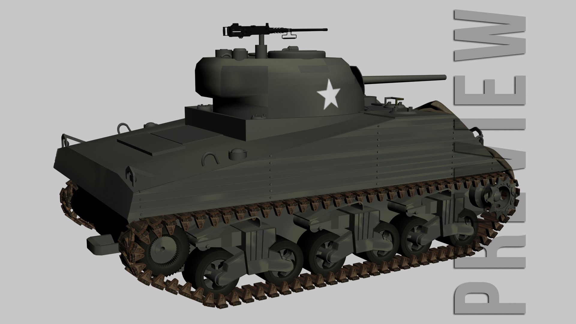 3d Sherman M4a3 Tank Model