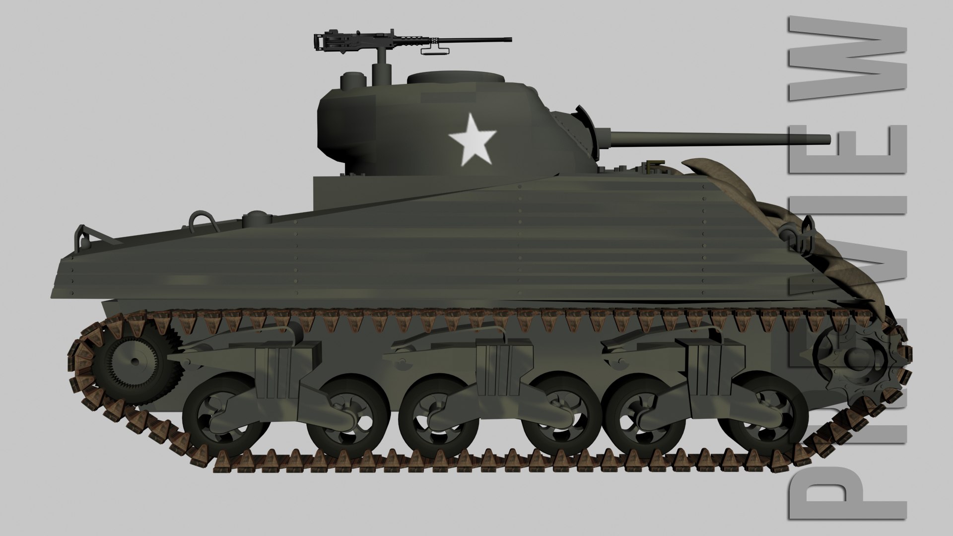 3d Sherman M4a3 Tank Model