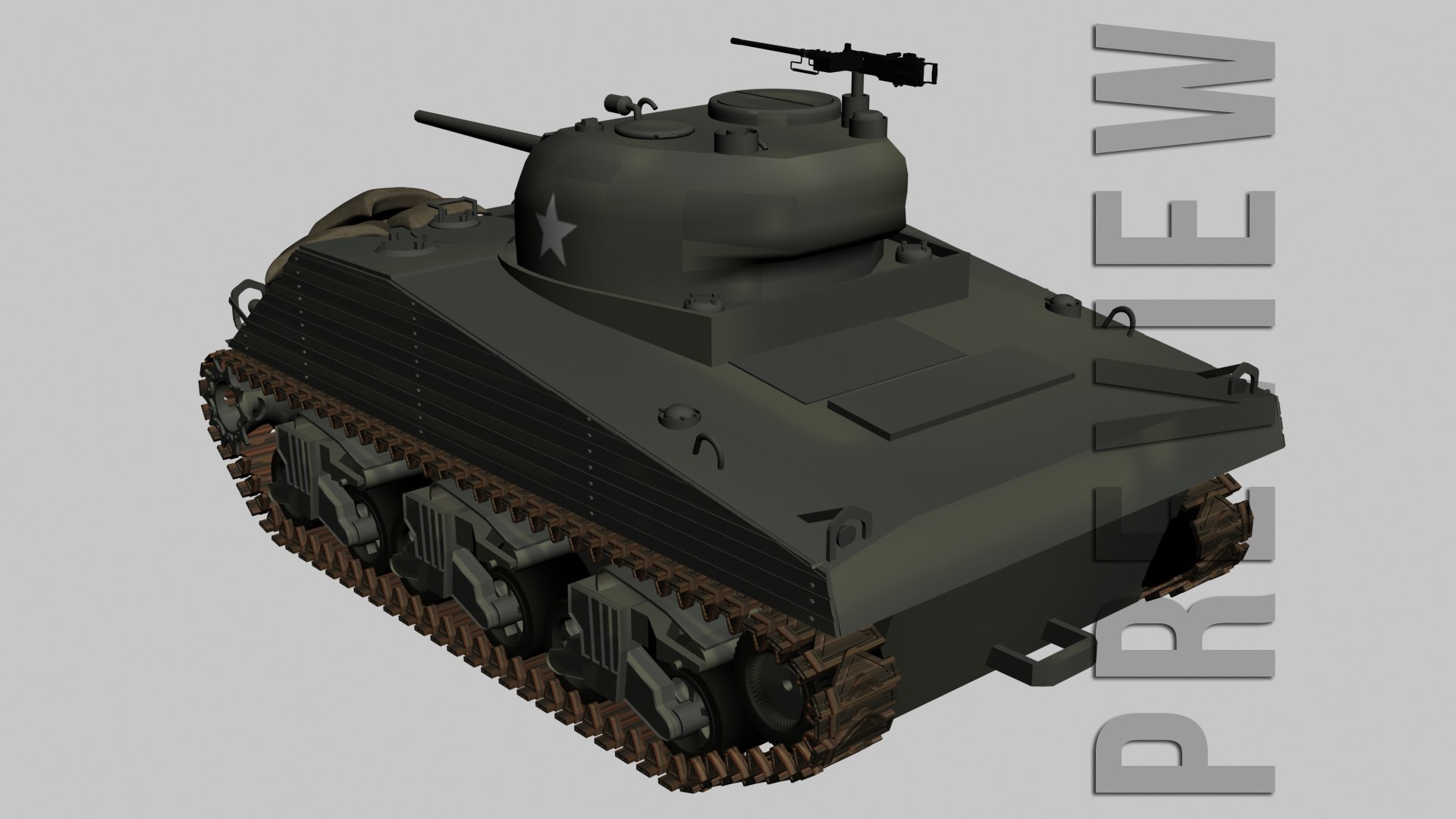 3d Sherman M4a3 Tank Model