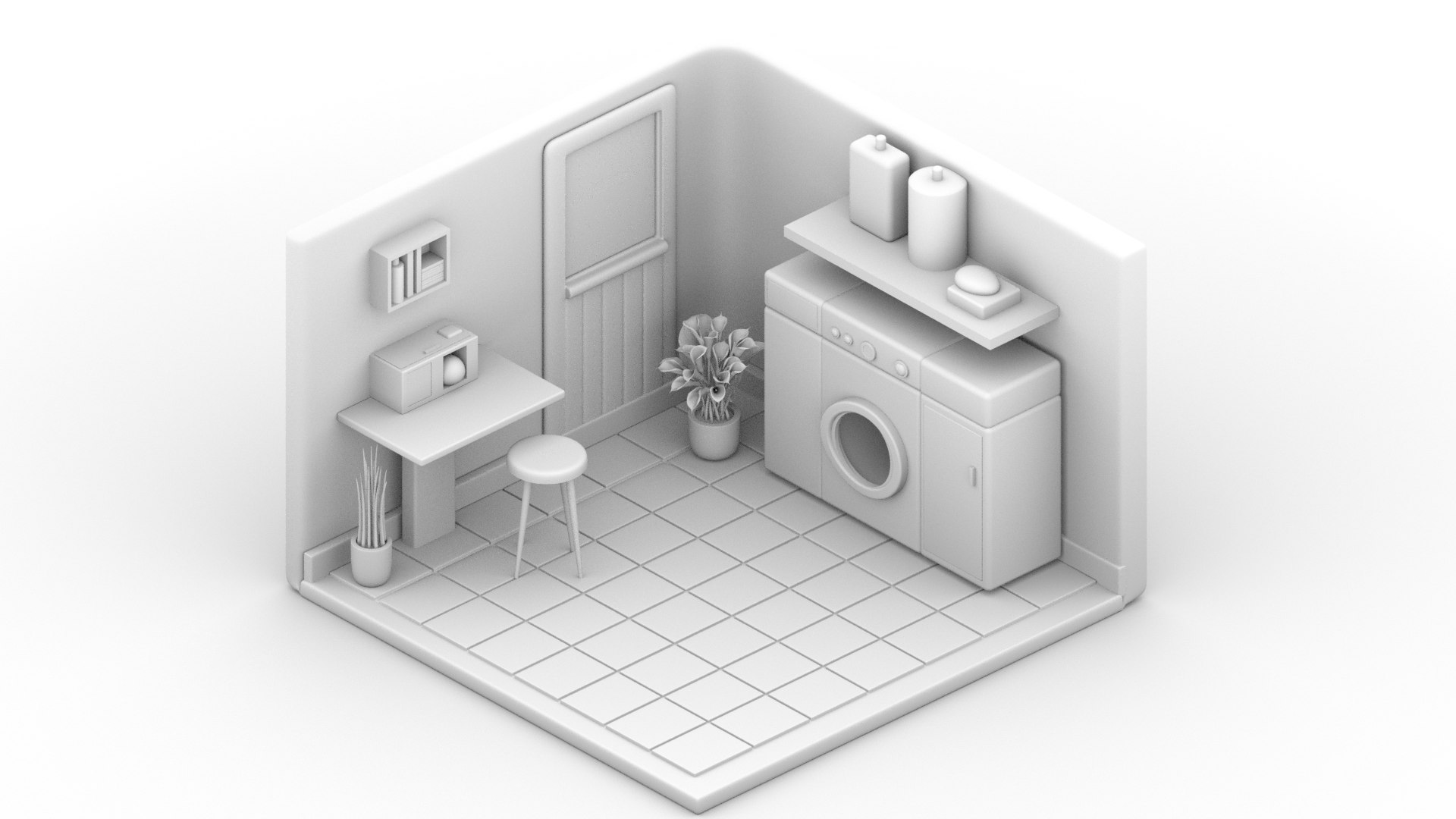 3D ISOMETRIC LAUNDRY ROOM Model - TurboSquid 2314640