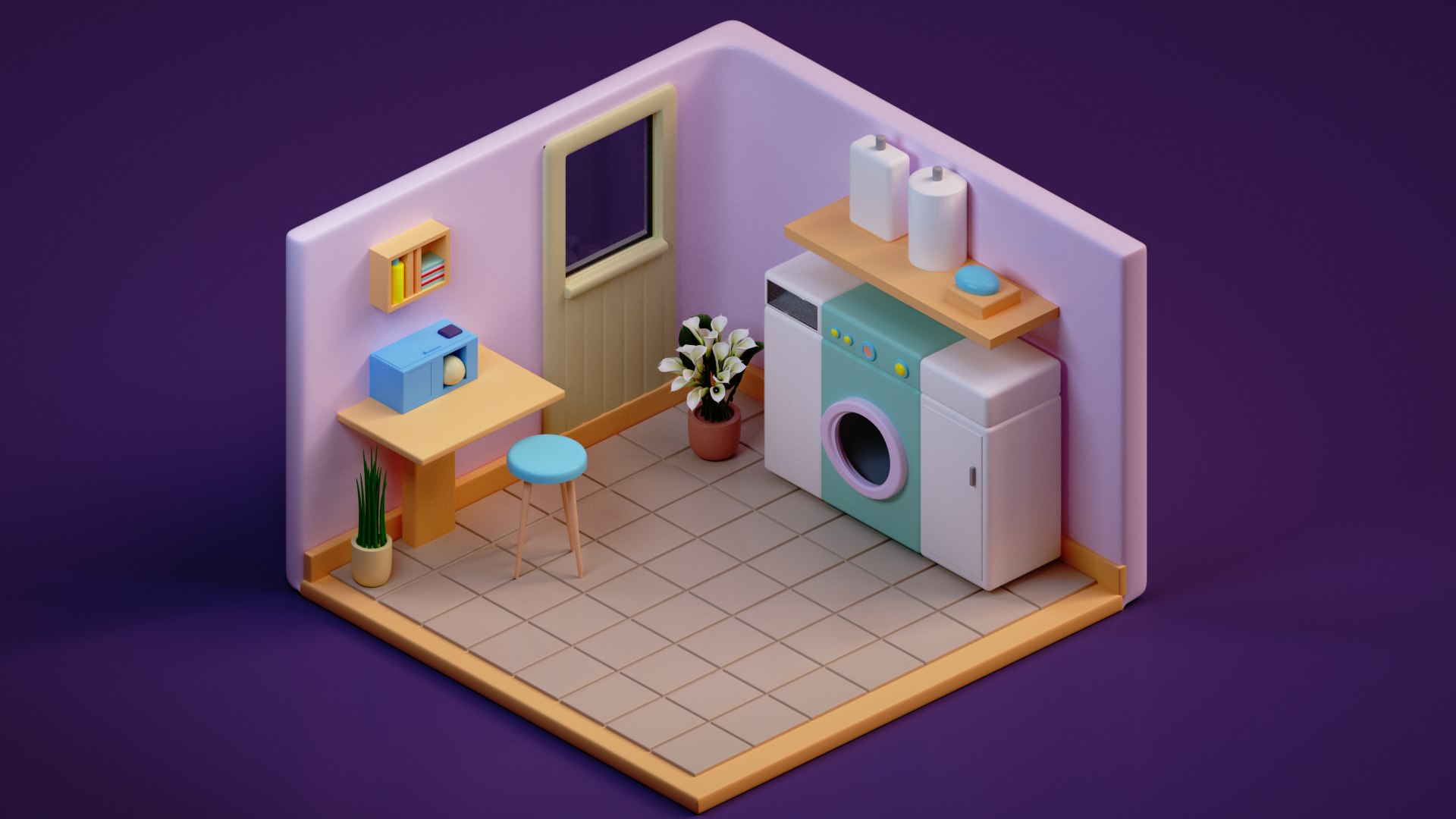 3D ISOMETRIC LAUNDRY ROOM Model - TurboSquid 2314640
