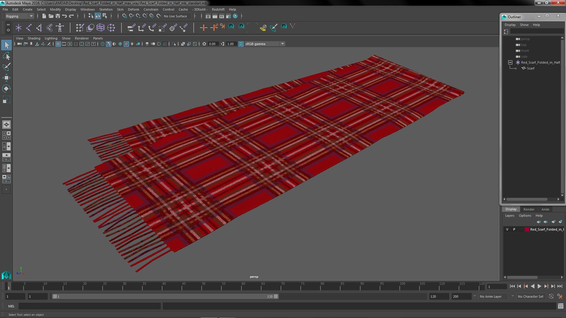 3D Red Scarf Folded In Half Model - TurboSquid 2113242