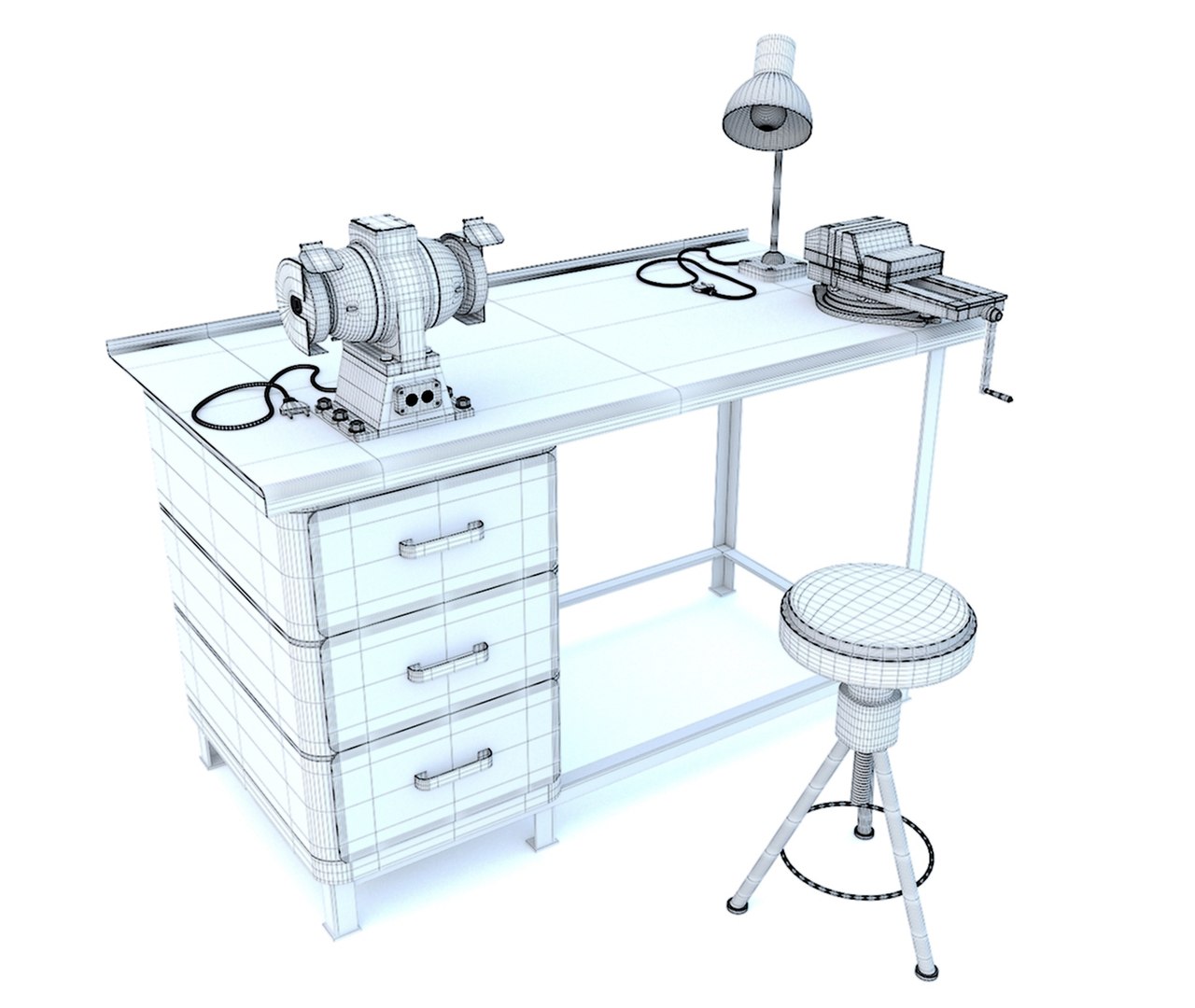 3D Industrial Workbench And Garage Tools 5 Items - Collection 1 Model ...