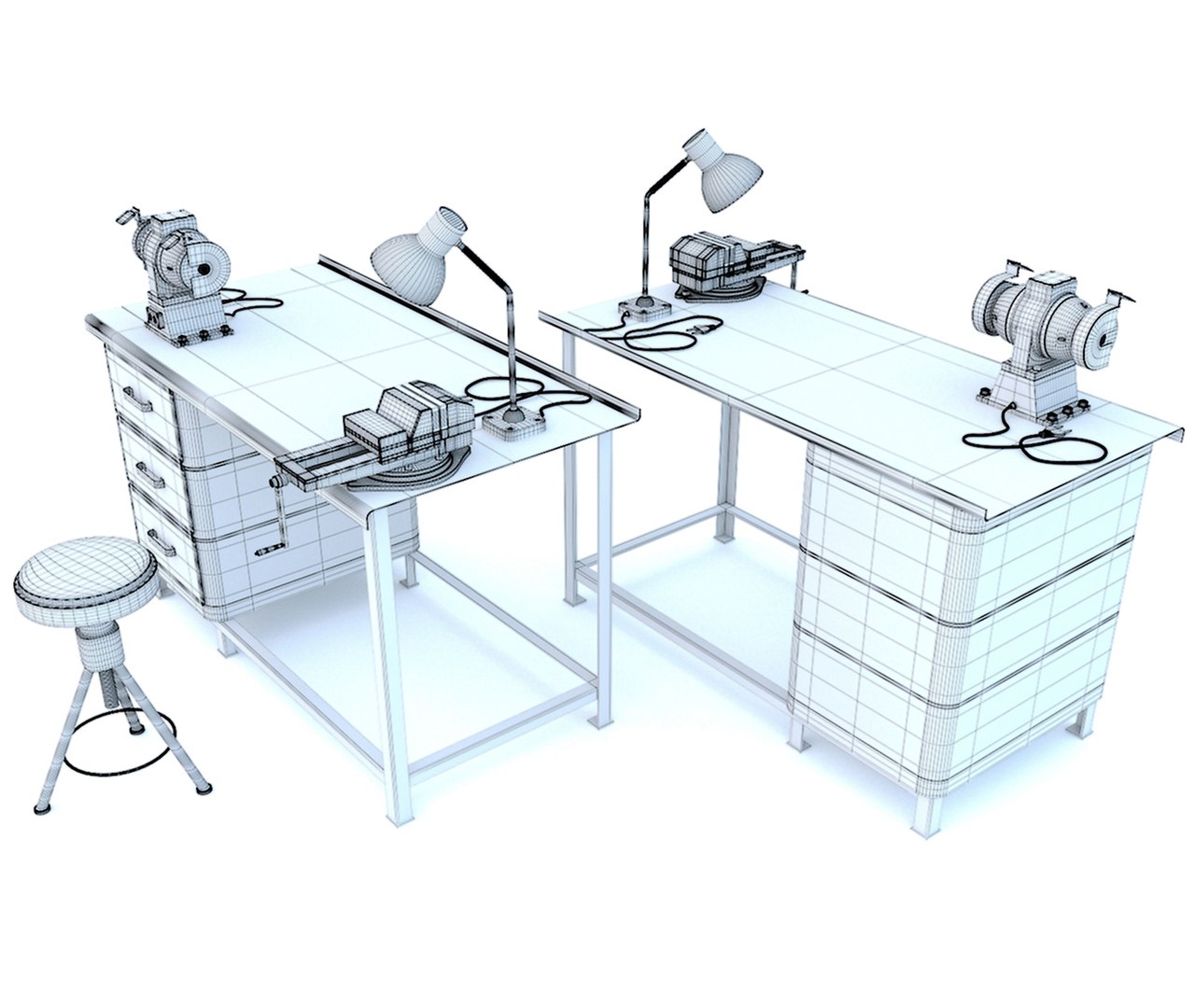 3D Industrial Workbench And Garage Tools 5 Items - Collection 1 Model ...