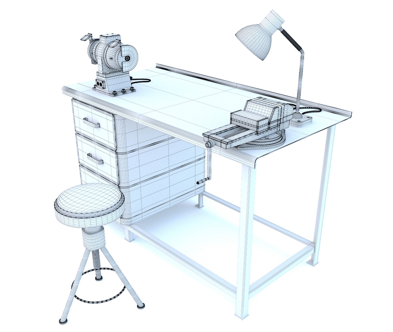 3D Industrial Workbench And Garage Tools 5 Items - Collection 1 Model ...
