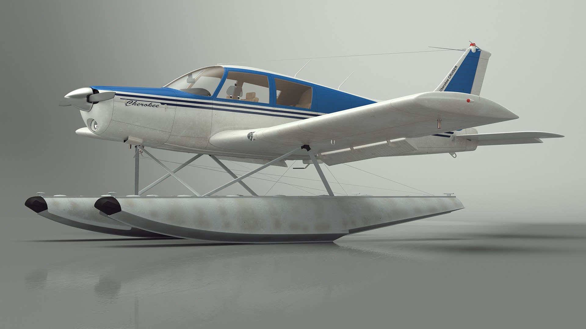 Personal Seaplane Aircraft Piper PA-28 Cherokee Rigged For Cinema 4D 3D ...