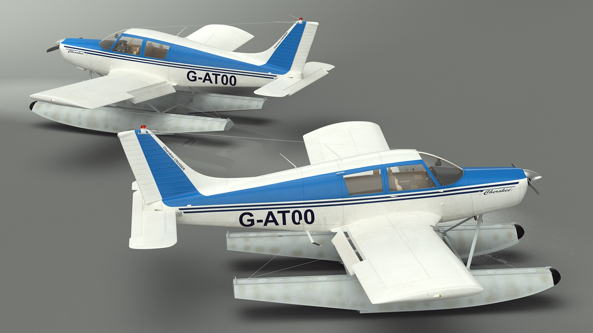 Personal Seaplane Aircraft Piper PA-28 Cherokee Rigged For Cinema 4D 3D ...