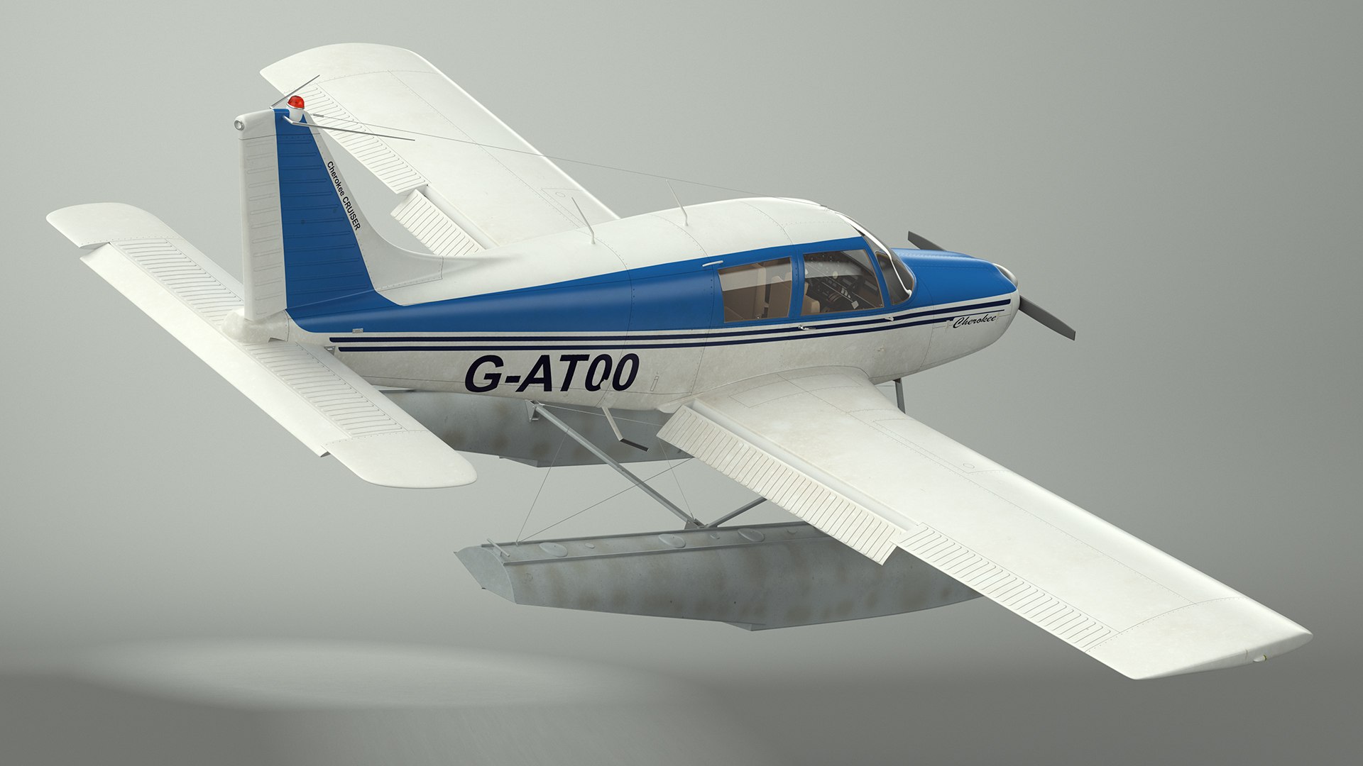 Personal Seaplane Aircraft Piper PA-28 Cherokee Rigged For Cinema 4D 3D ...