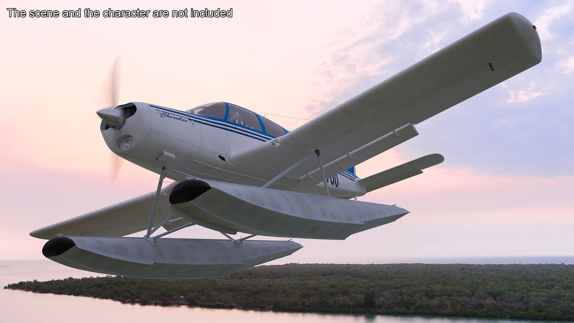 Personal Seaplane Aircraft Piper PA-28 Cherokee Rigged For Cinema 4D 3D ...