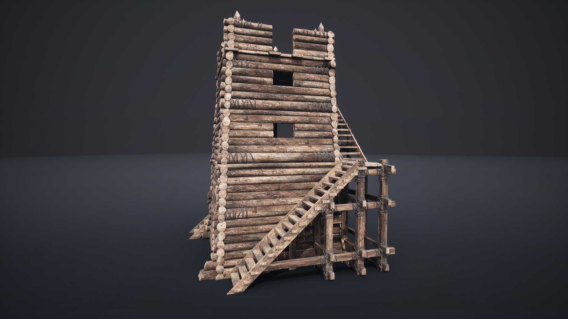 3D VIKING MEDIEVAL WATCHTOWER TOWER FORT FORTRESS CASTLE WALLS AAA ...