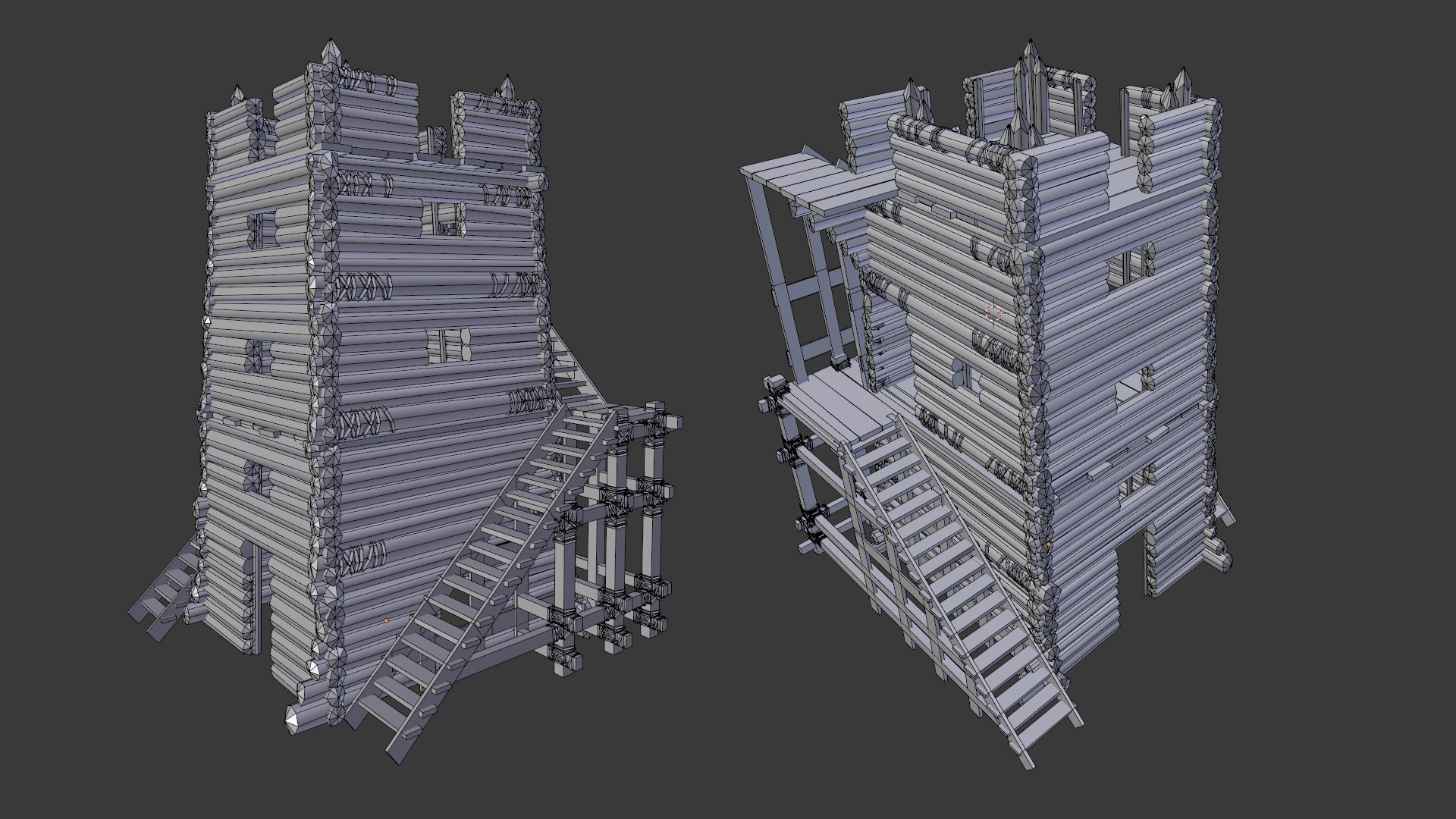 3D VIKING MEDIEVAL WATCHTOWER TOWER FORT FORTRESS CASTLE WALLS AAA ...