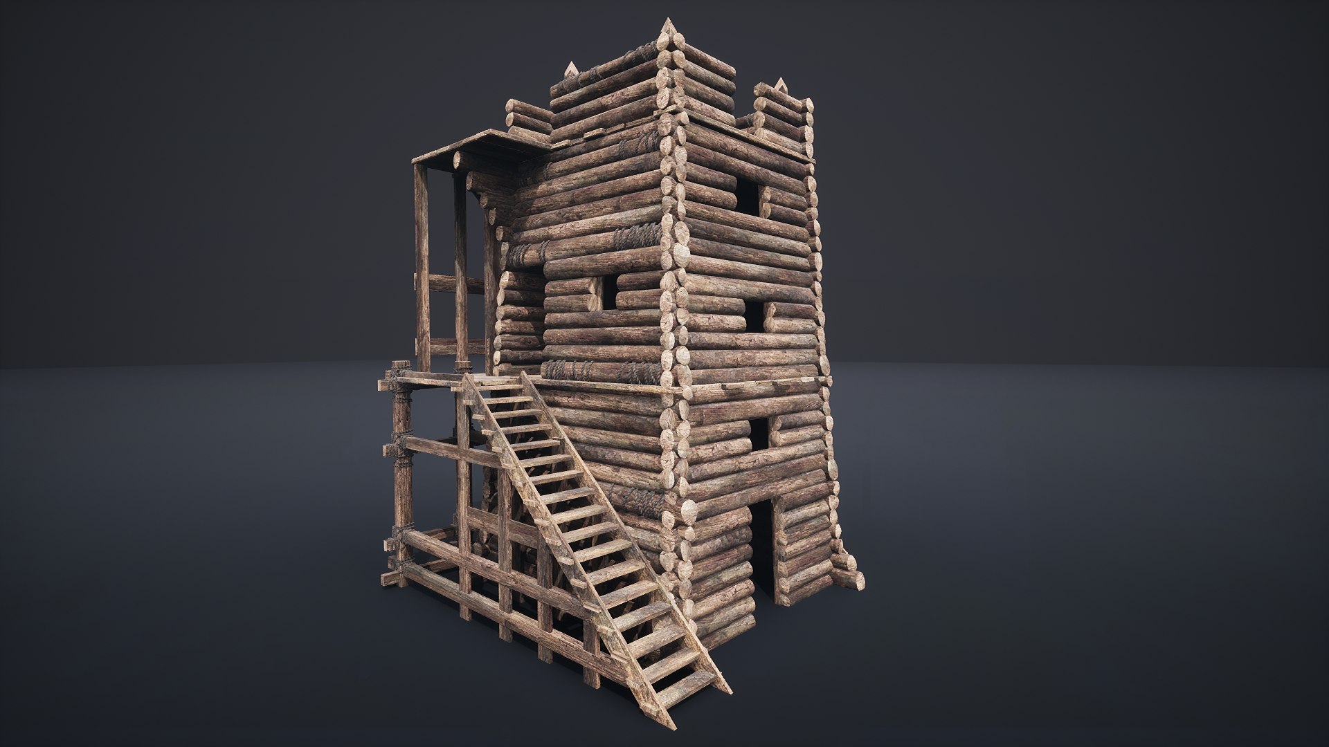 3D VIKING MEDIEVAL WATCHTOWER TOWER FORT FORTRESS CASTLE WALLS AAA ...