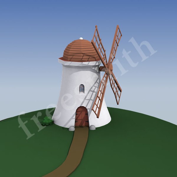3d model cartoon windmill