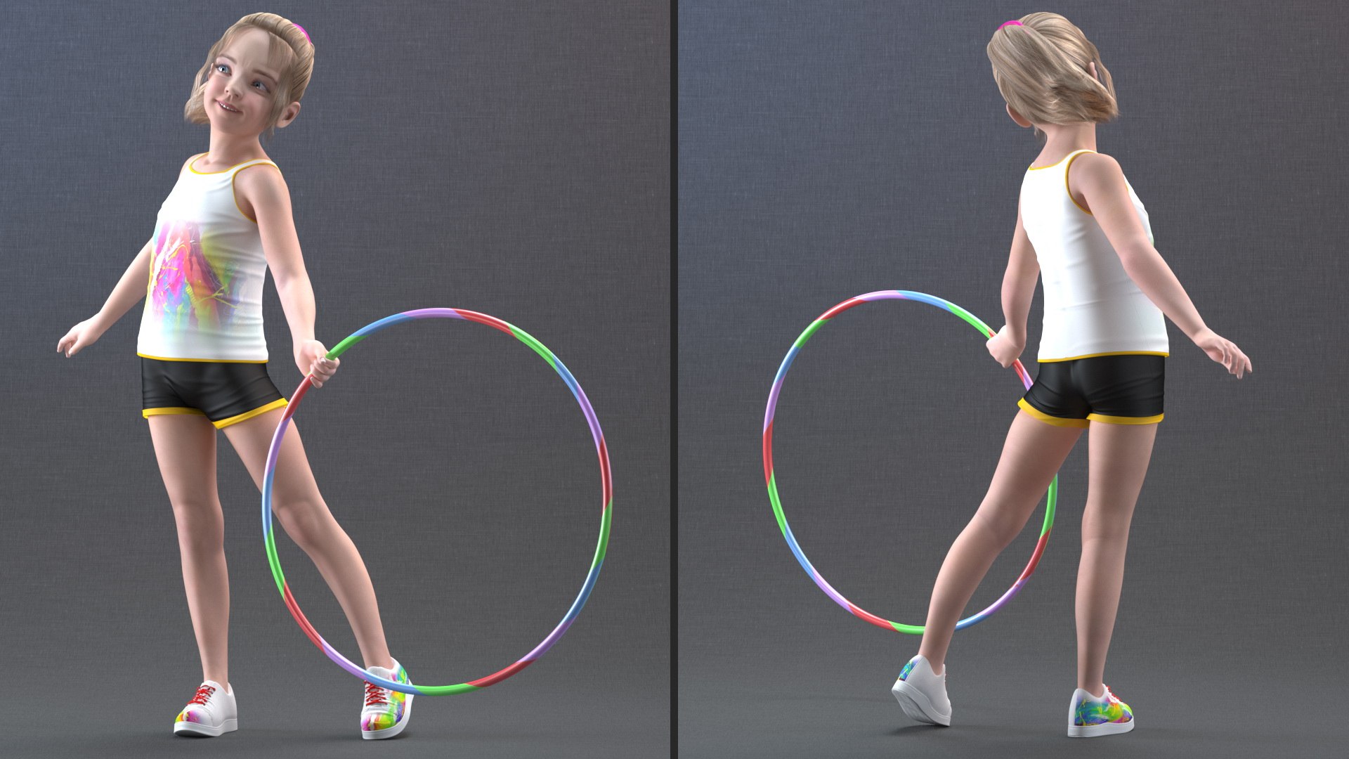 Sport Style Girl Child with Hoop Rigged for Maya 3D model - TurboSquid ...
